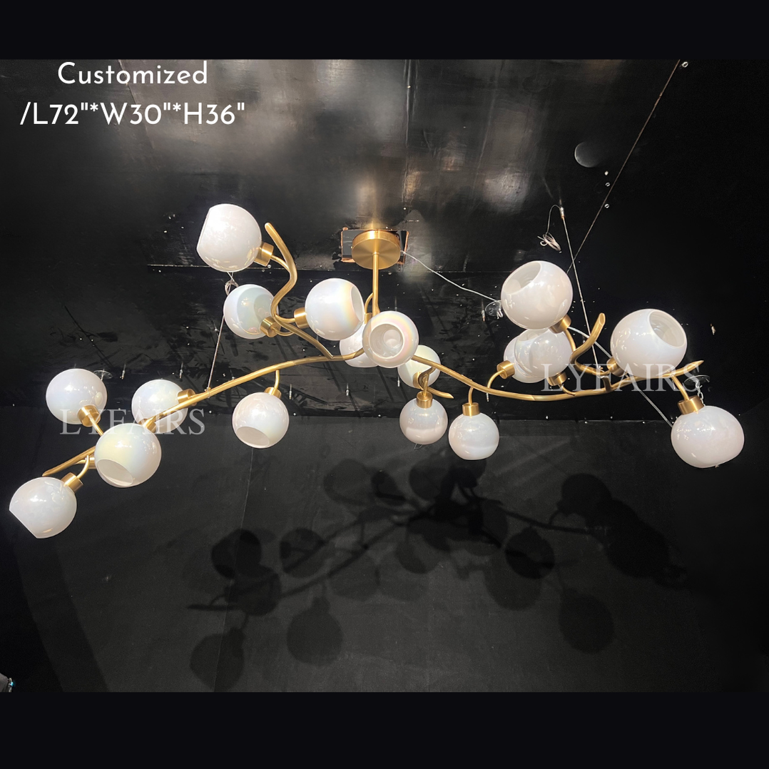 Modern Hand-blown Glass Globes Branch Chandelier for Living/Dining Roo ...
