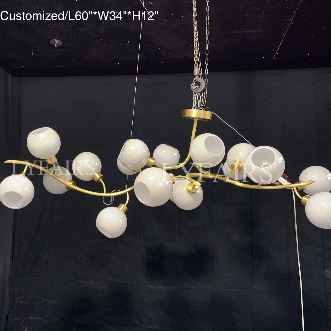 Modern Hand-blown Glass Globes Branch Chandelier for Living/Dining Roo ...
