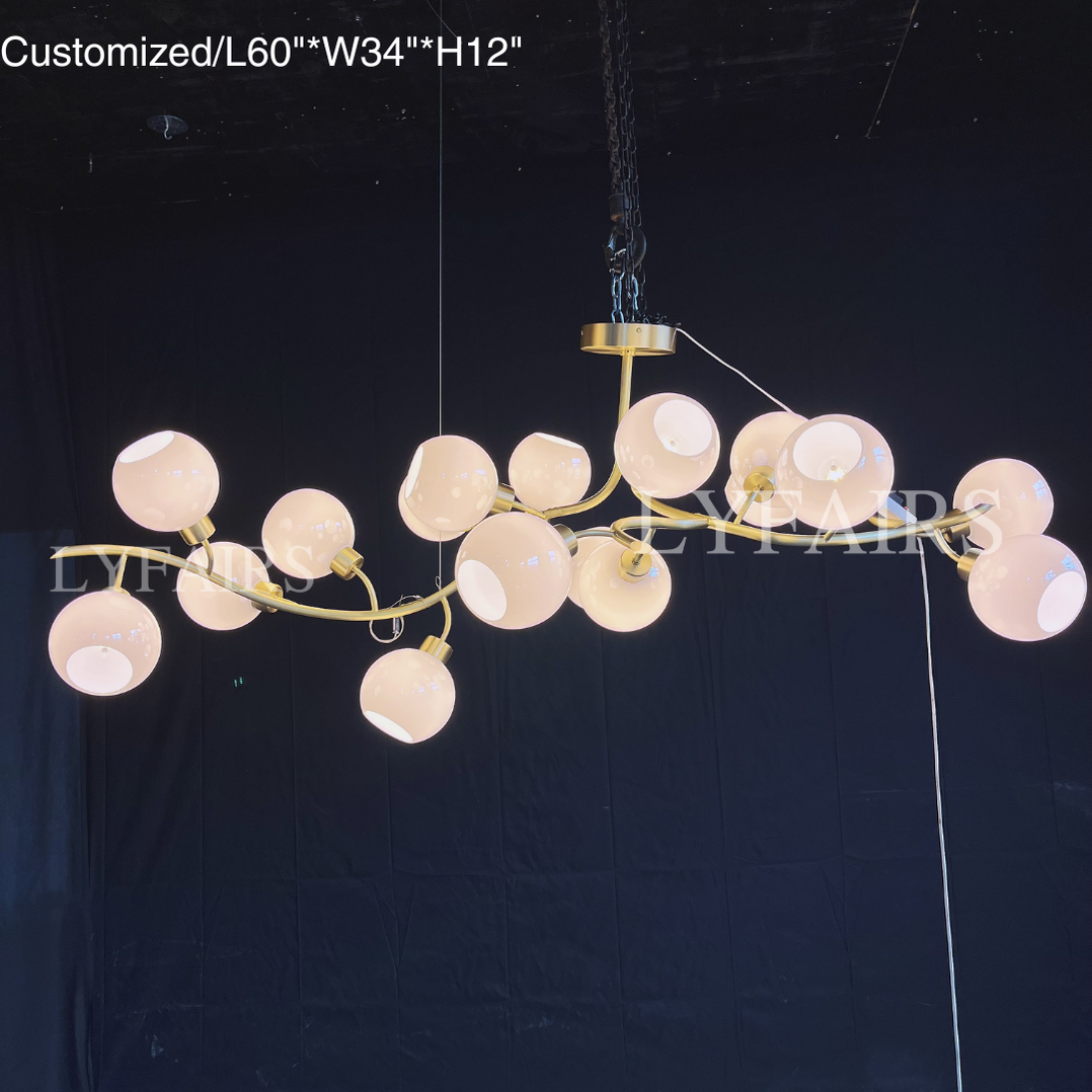 Modern Hand-blown Glass Globes Branch Chandelier for Living/Dining Roo ...