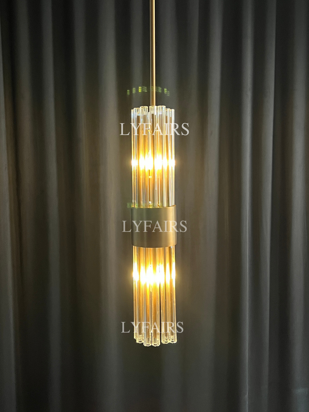 Modern High-end Antique Brass Round/ Rectangle Glass Tubes Chandelier ...