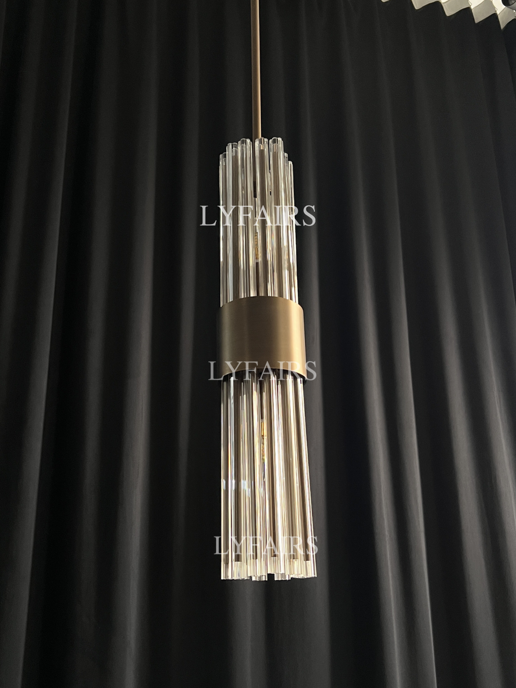 Modern High-end Antique Brass Round/ Rectangle Glass Tubes Chandelier ...