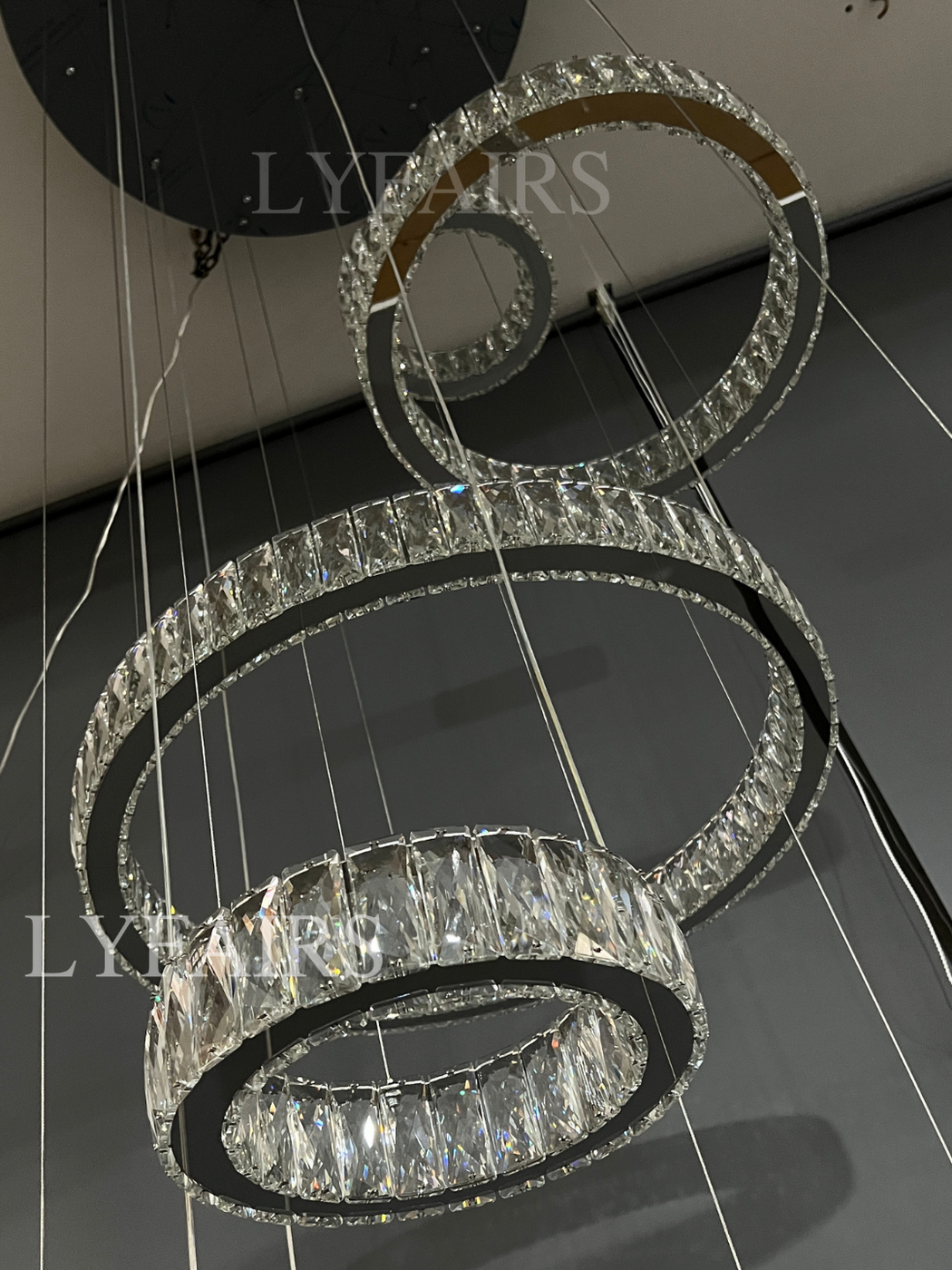 Modern Layered Ring Crystal Chandelier for High Ceiling/Living Room /F ...