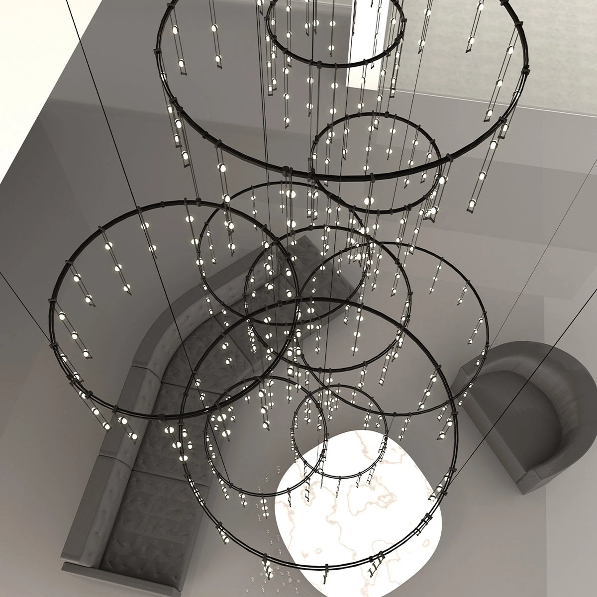 Modern Art Design Multi-layers Rings Vertical LED Chandelier — Lyfairs