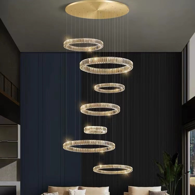 Modern Layered Ring Crystal Chandelier for High Ceiling/Living Room /F ...