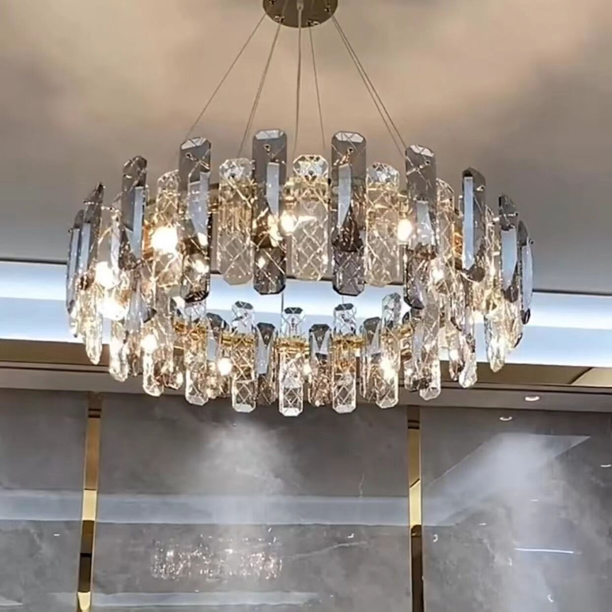 Modern Smoky Gray Crystal Chandelier Gleamy Light Fixture for Living/D ...