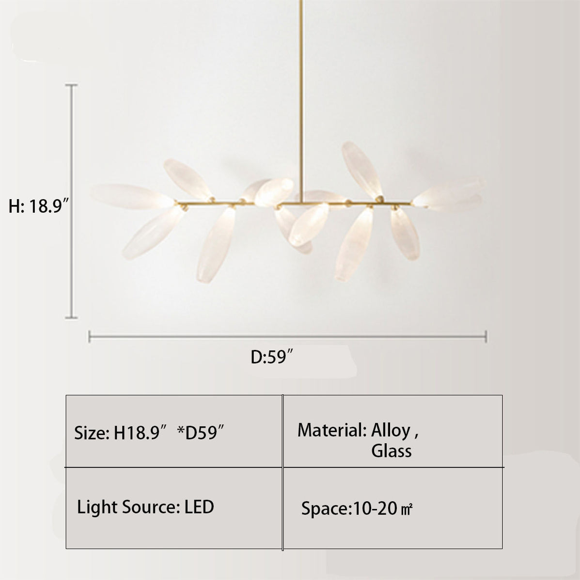 Minimalist Linear Rice Grain Shaped Bulb Iron Chandelier for Dining Ro ...