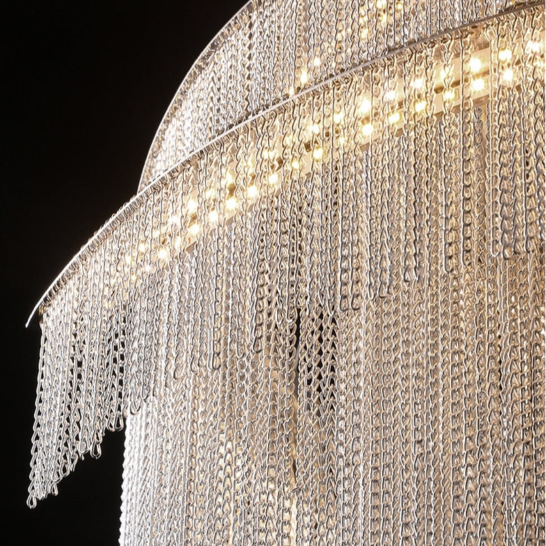 Extra Large Multi-layered Post-Modern Luxury Metal Chains Chandelier f ...
