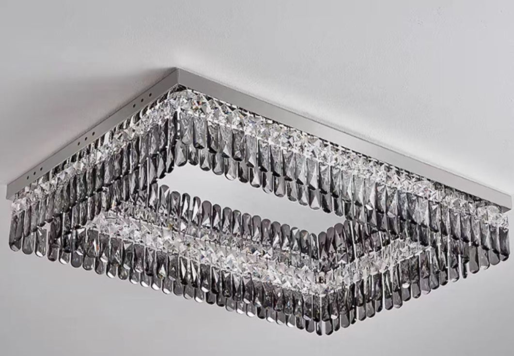Oversize Modern Mirror Stainless Steel Crystal Pendant Flush Mount Cha ...
