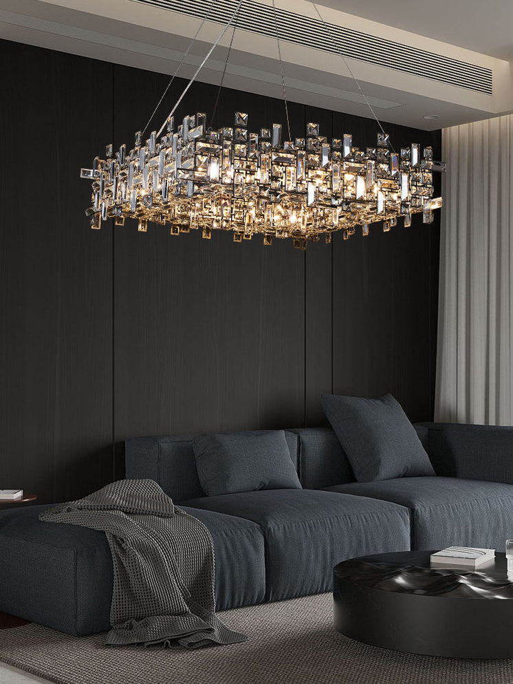 Extra Large Art Irregular Block Collection Crystal Pendant Chandelier ...