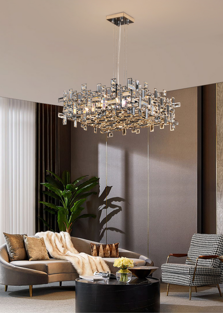Extra Large Art Irregular Block Collection Crystal Pendant Chandelier ...