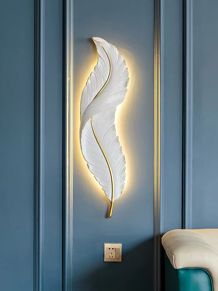 Light Luxury Creative White Resin Feather Wall Light — Lyfairs