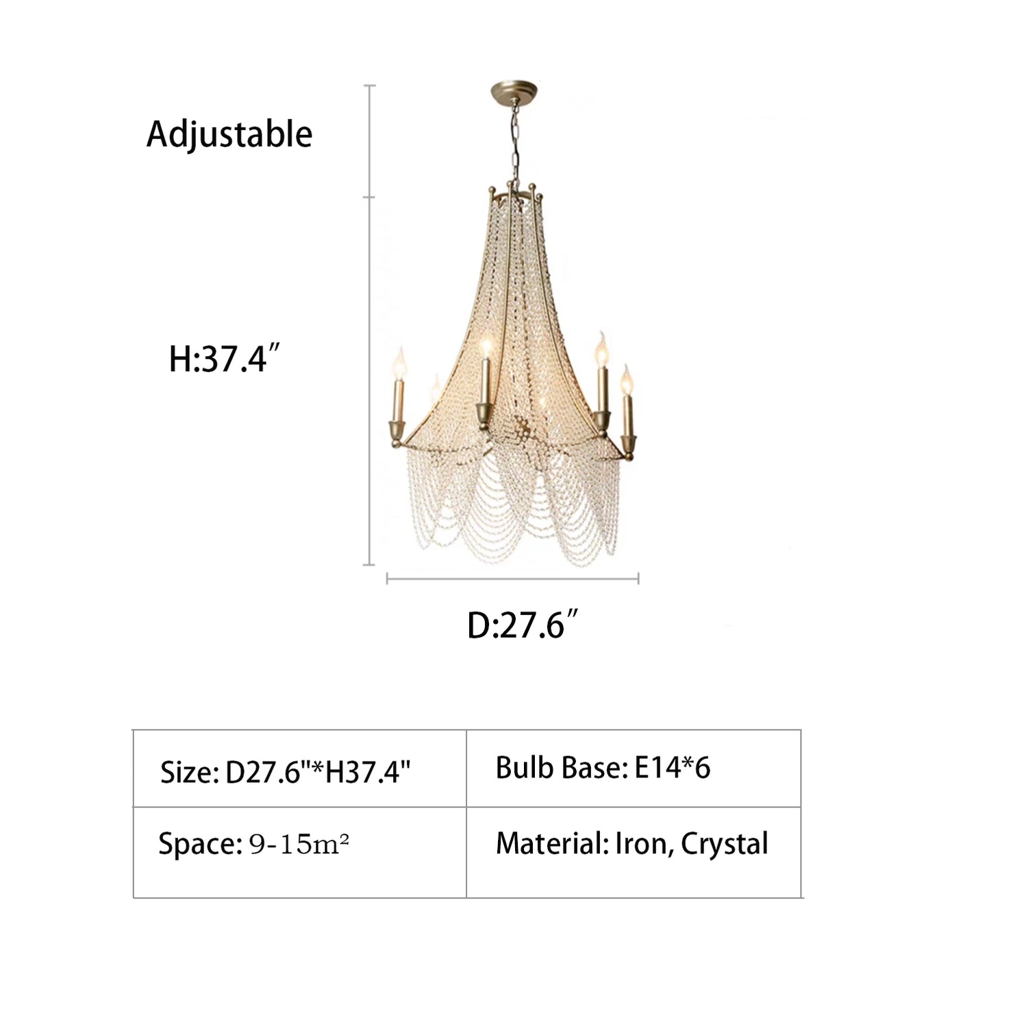 Extra Large European Crystal Beaded Chandelier Candle Light for Stairs ...
