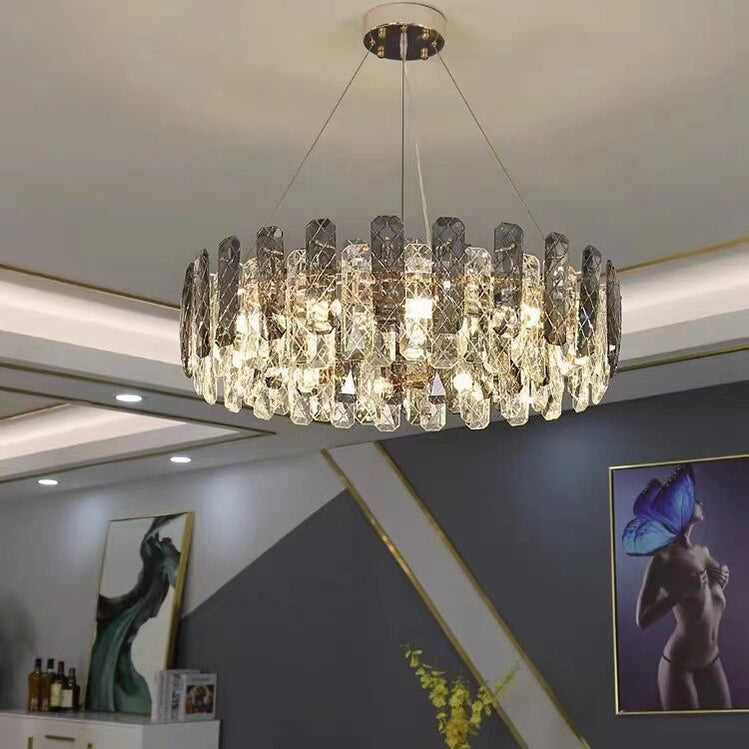Modern Smoky Gray Crystal Chandelier Gleamy Light Fixture for Living/D ...