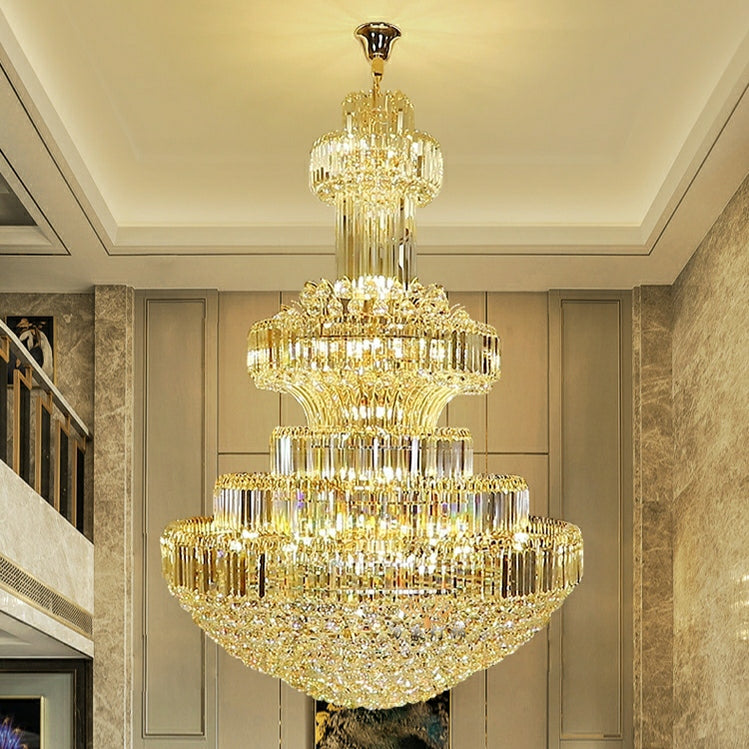 Oversized D98.4"*H137.8" Modern Gold Foyer Extra Large Crystal ...