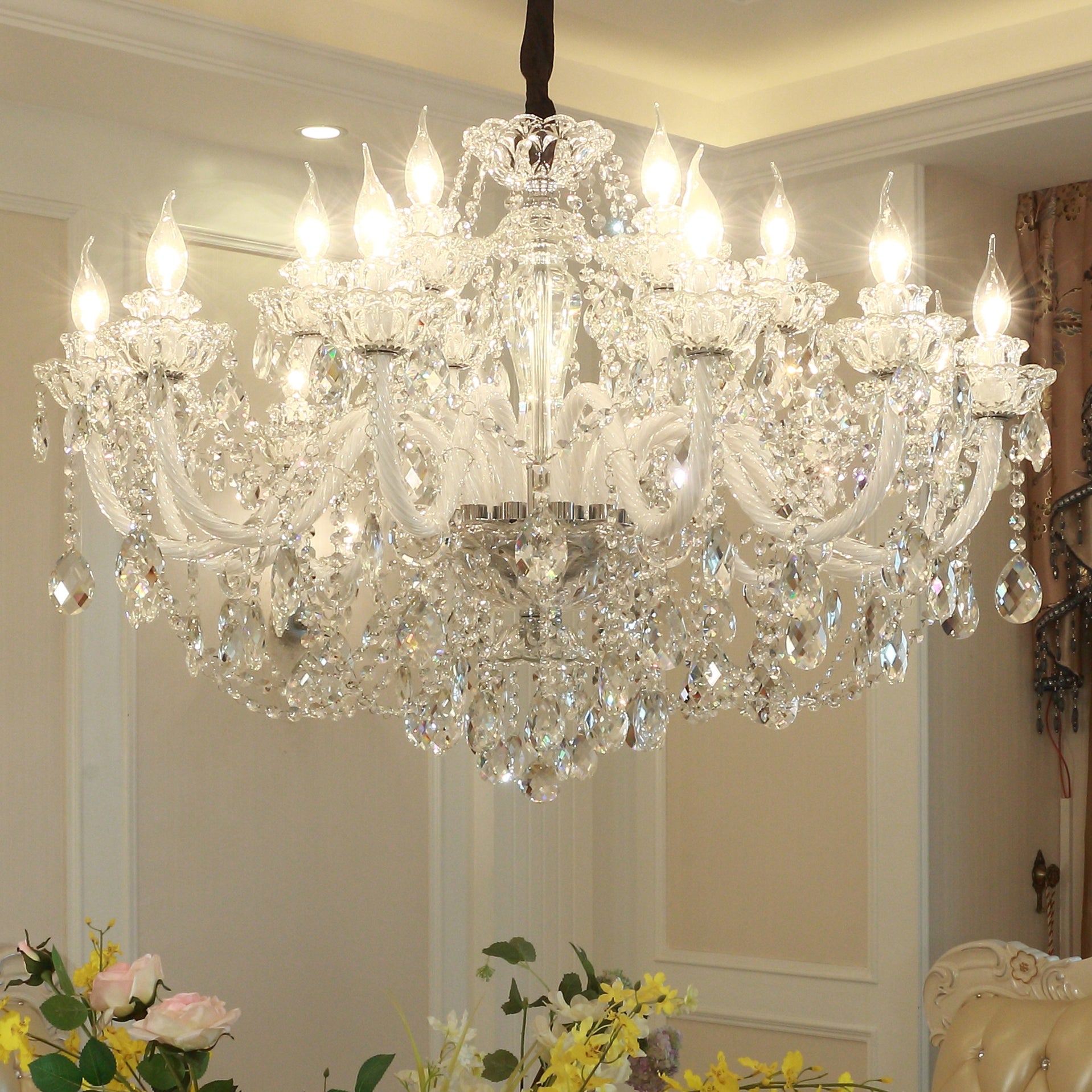 Rustic Antique European Candle Crystal Chandelier Popular Farmhouse Ce ...