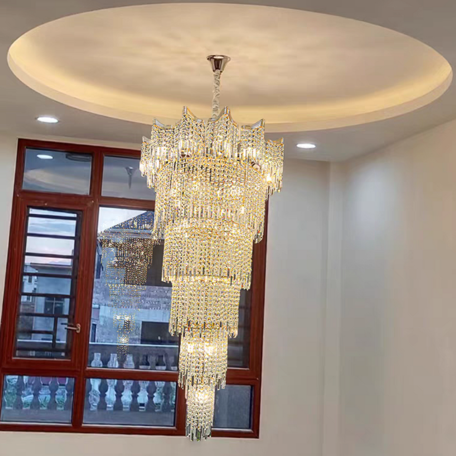 Extra Large Luxury Multi-tiered Crystal Chandelier in Gold Finish for ...